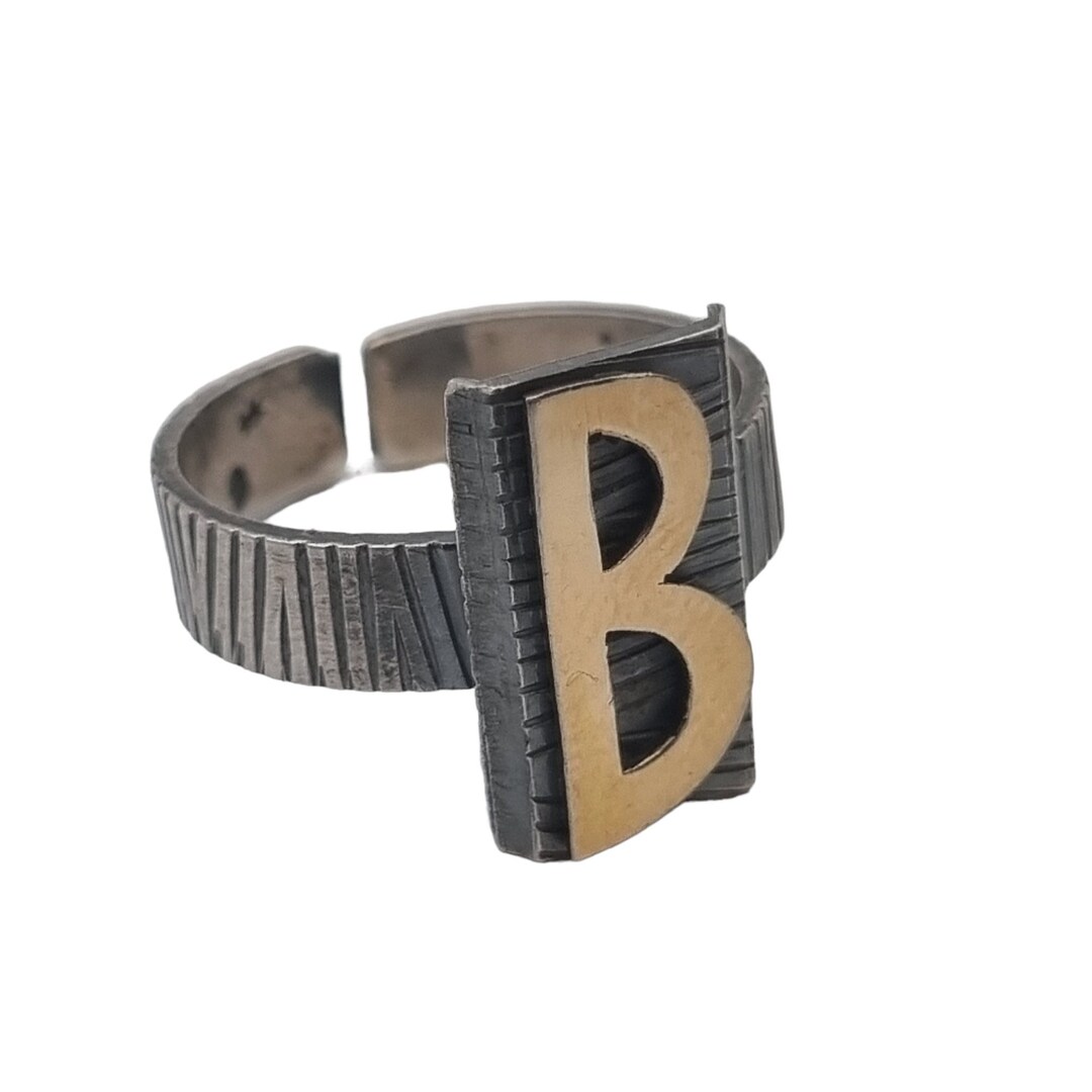 Signet Ring Antique Letter B Ring Sterling Silver Initial B - Etsy