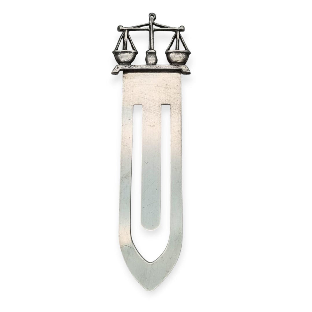 Vintage Bookmark of the Scales of Justice in 800 Silver. Retro Gifts ...