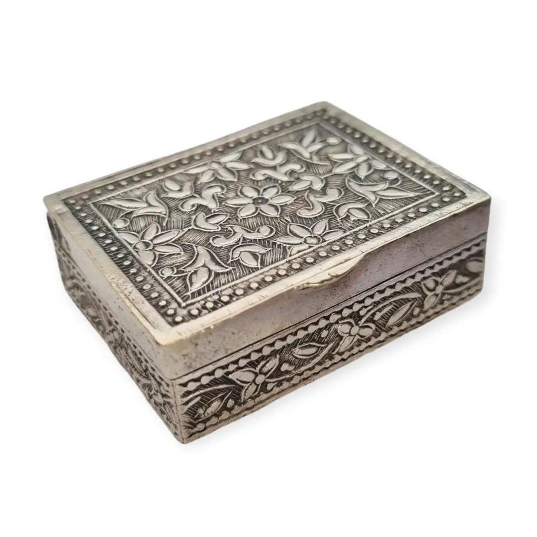 Antique 800 Silver Box With Floral Relief, Collector Item, Pill Boxes ...