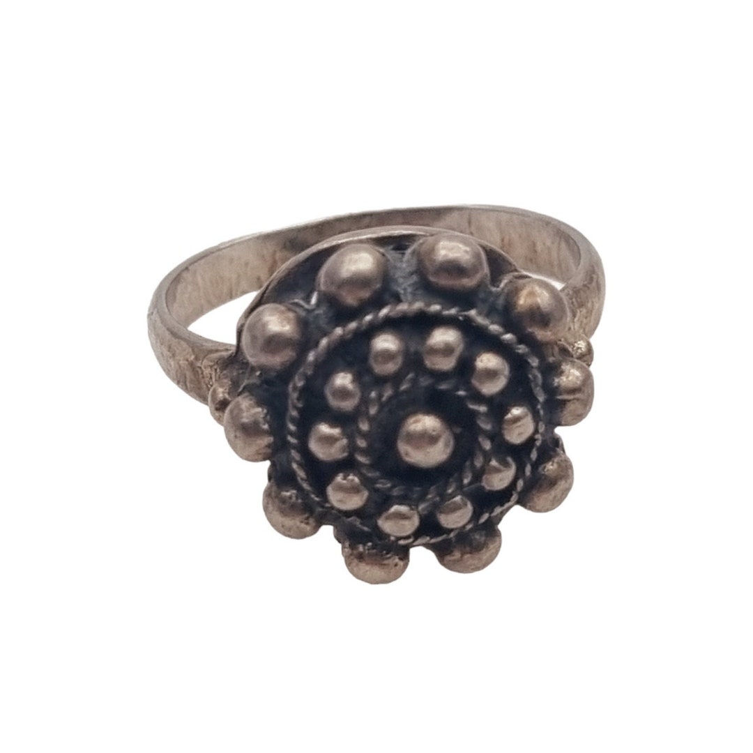 Silver Charro Button Ring, Vintage Boho Rings for Women, Sterling ...