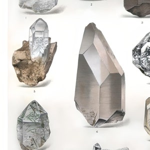 Crystal Wall Art,vintage Crystal Illustration, Boho Wall Decor, Quartz ...