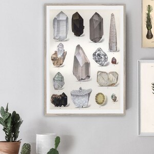 Crystal Wall Art,vintage Crystal Illustration, Boho Wall Decor, Quartz ...