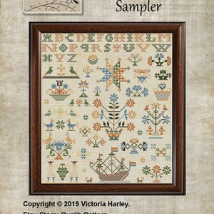 Antique 1818 Dutch Sampler Reproduction Cross Stitch Counted Chart PDF ...