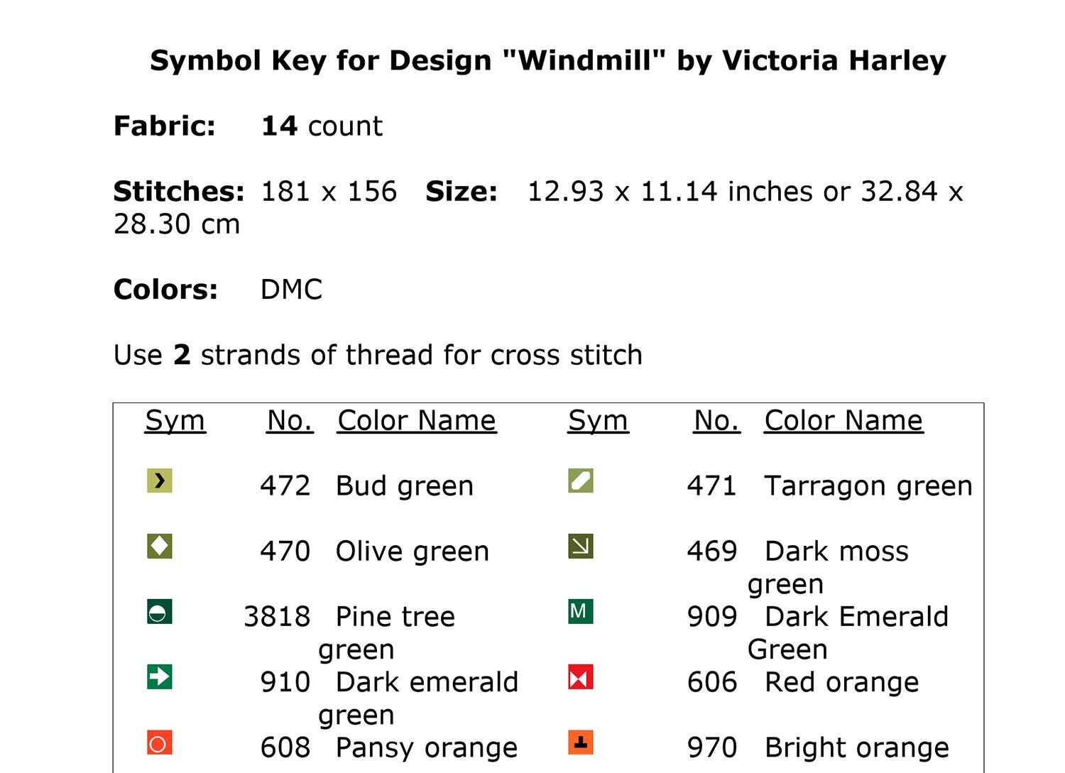 Cross Stitch Pattern Dutch Windmill in Autumn Colors PDF Instant ...