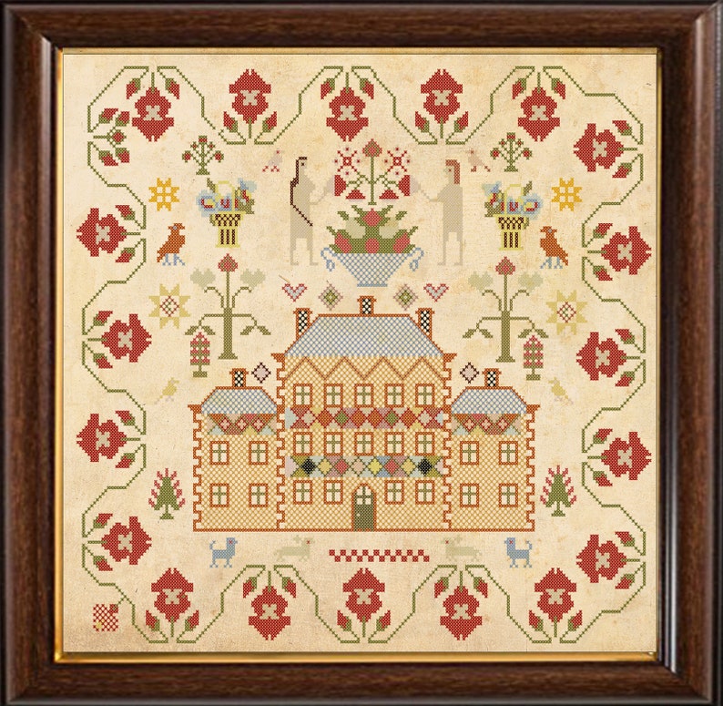 Antique 18th Century Cross Stitch Sampler Reproduction Counted Chart ...