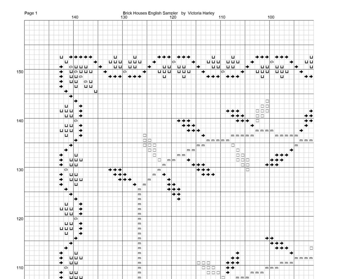 Antique Sampler Reproduction Style English Brick Houses Cross Stitch ...
