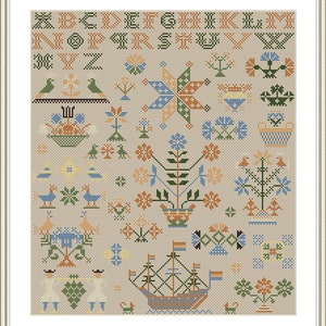 Antique 1818 Dutch Sampler Reproduction Cross Stitch Counted Chart PDF ...