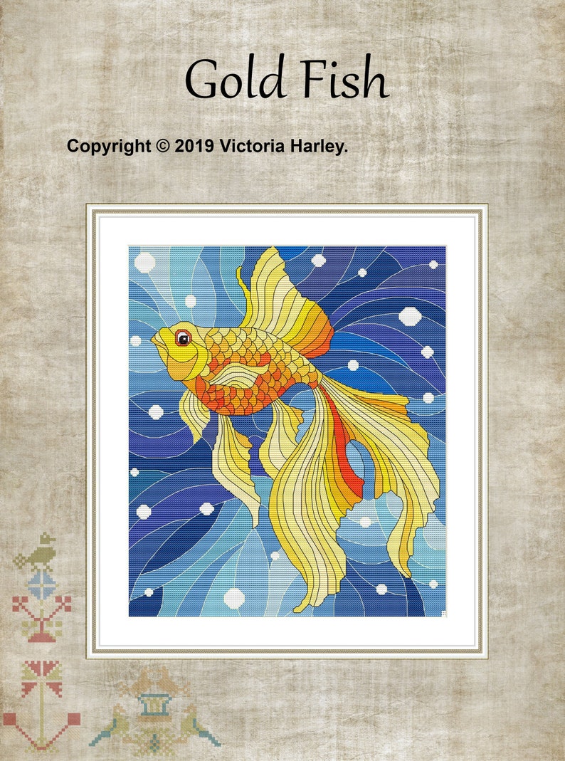 Cross Stitch Pattern Gold Fish Counted Cross-stitch Chart PDF - Etsy