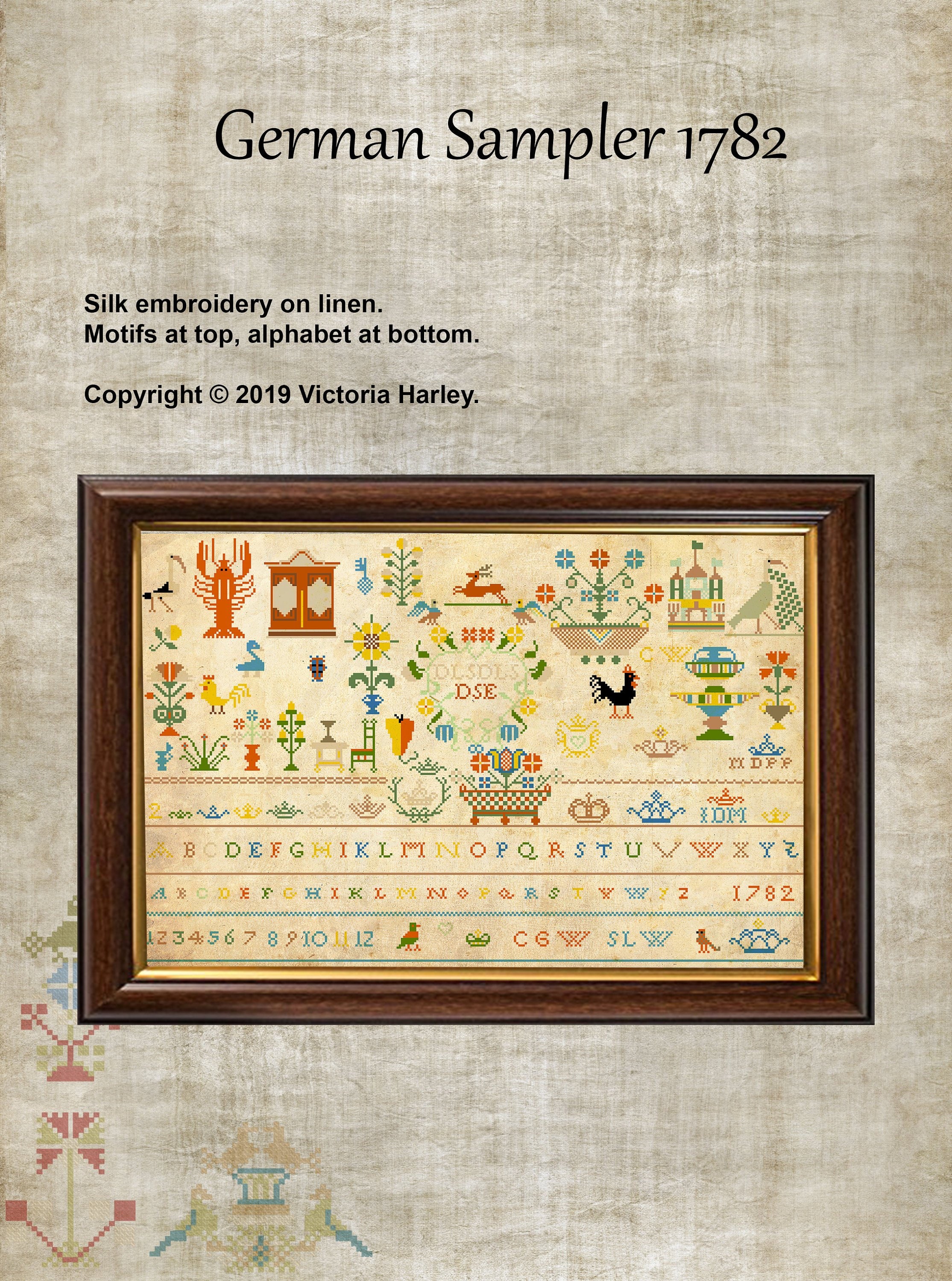 Antique 1782 German Sampler Reproduction Cross Stitch Counted - Etsy