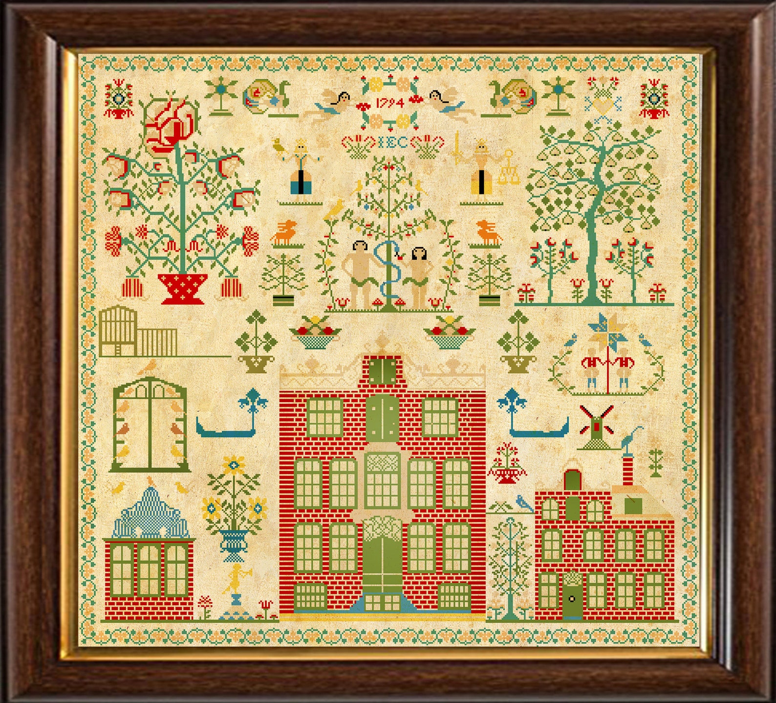 Antique 1794 Dutch Sampler Reproduction Cross Stitch Counted - Etsy