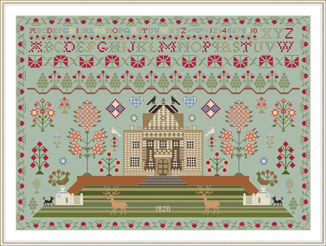 Antique 1820 Scottish House RARE Sampler Reproduction Cross - Etsy