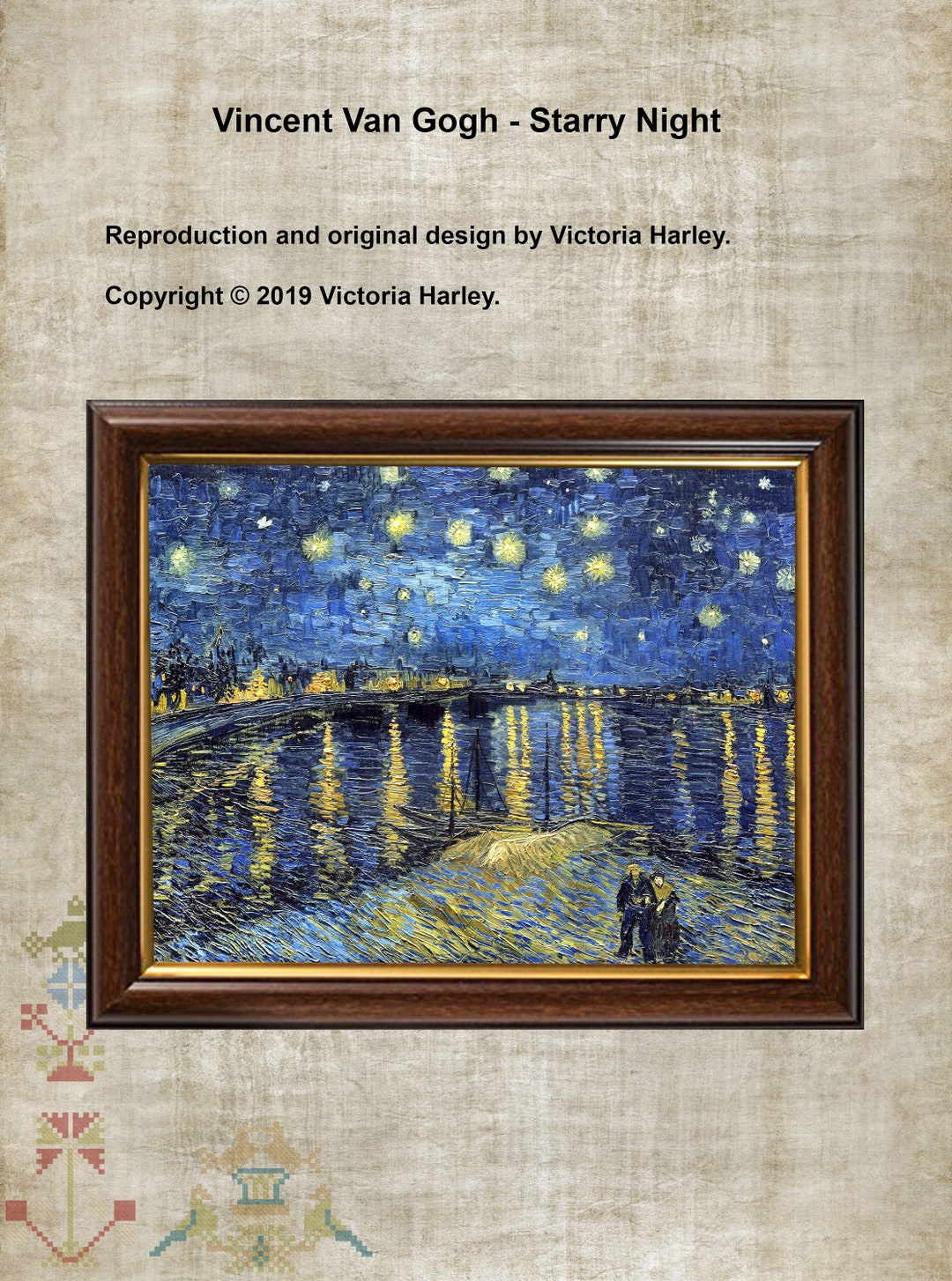 Cross Stitch Van Gogh Reproduction Pattern Starry Night Painting Chart ...