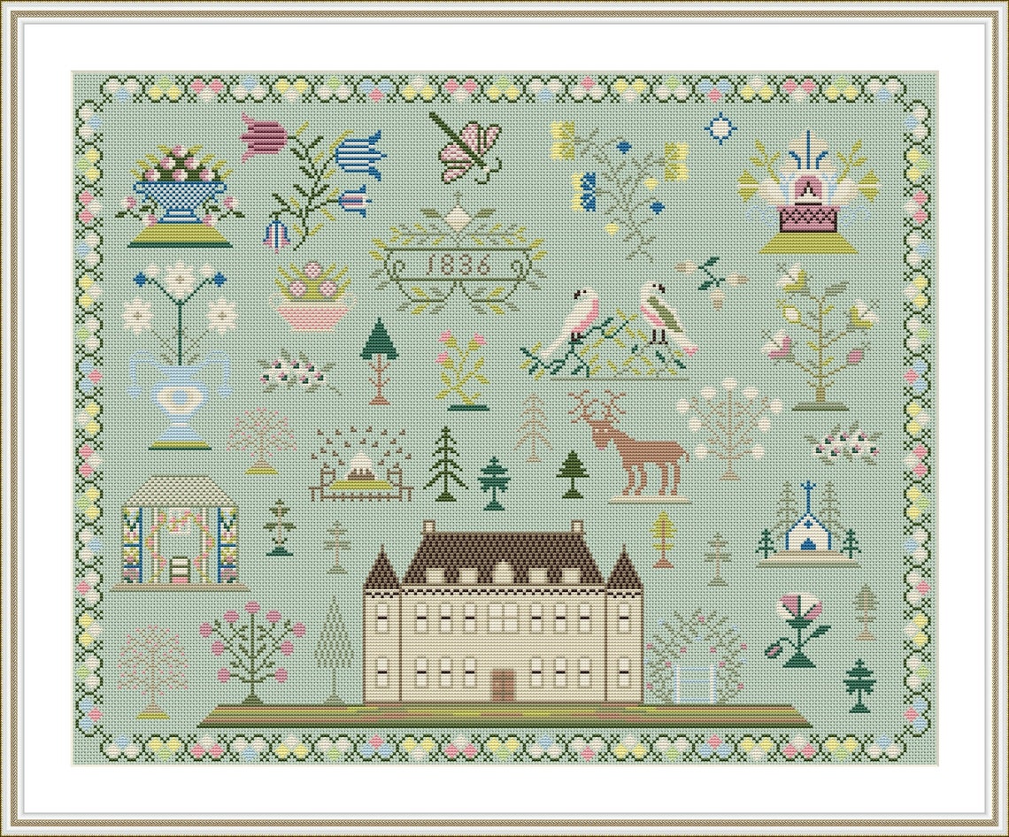 Antique 1836 English Sampler Reproduction Cross Stitch Counted - Etsy