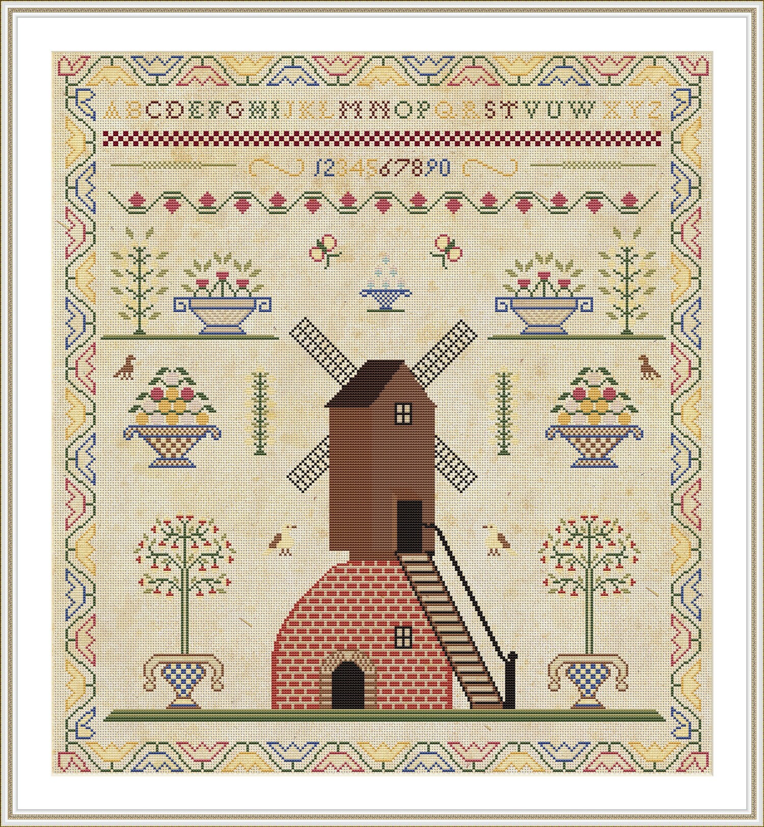 Antique French 1846 Mill Sampler Reproduction Cross Stitch - Etsy