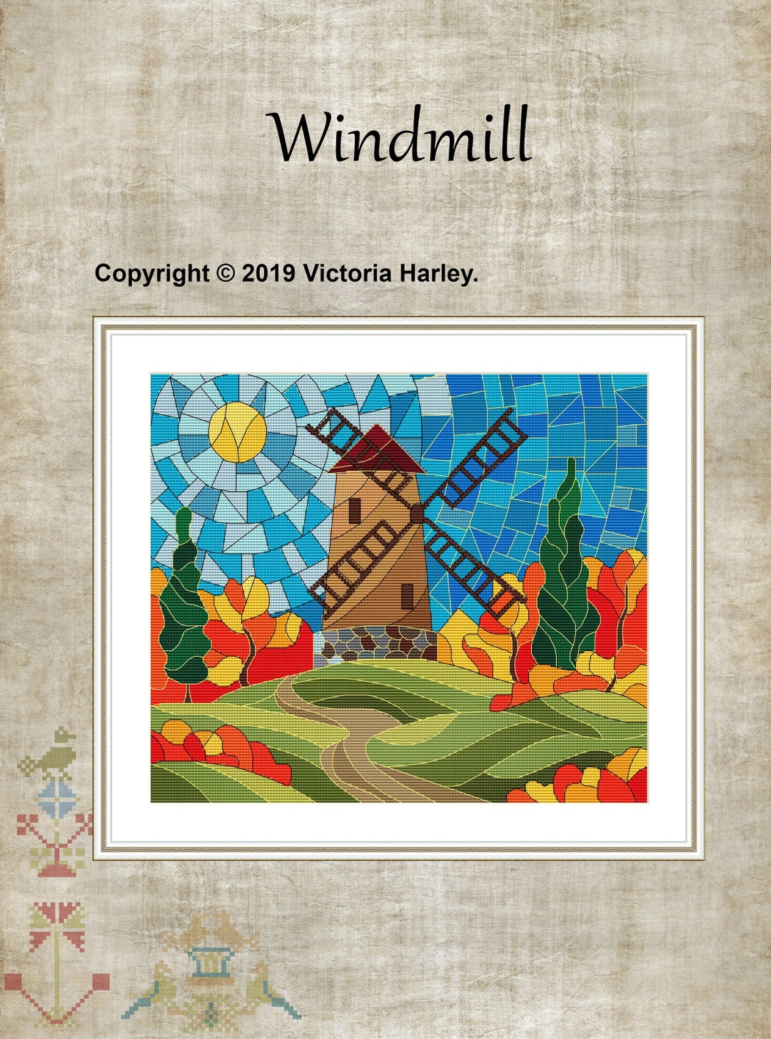 Cross Stitch Pattern Dutch Windmill in Autumn Colors PDF Instant ...