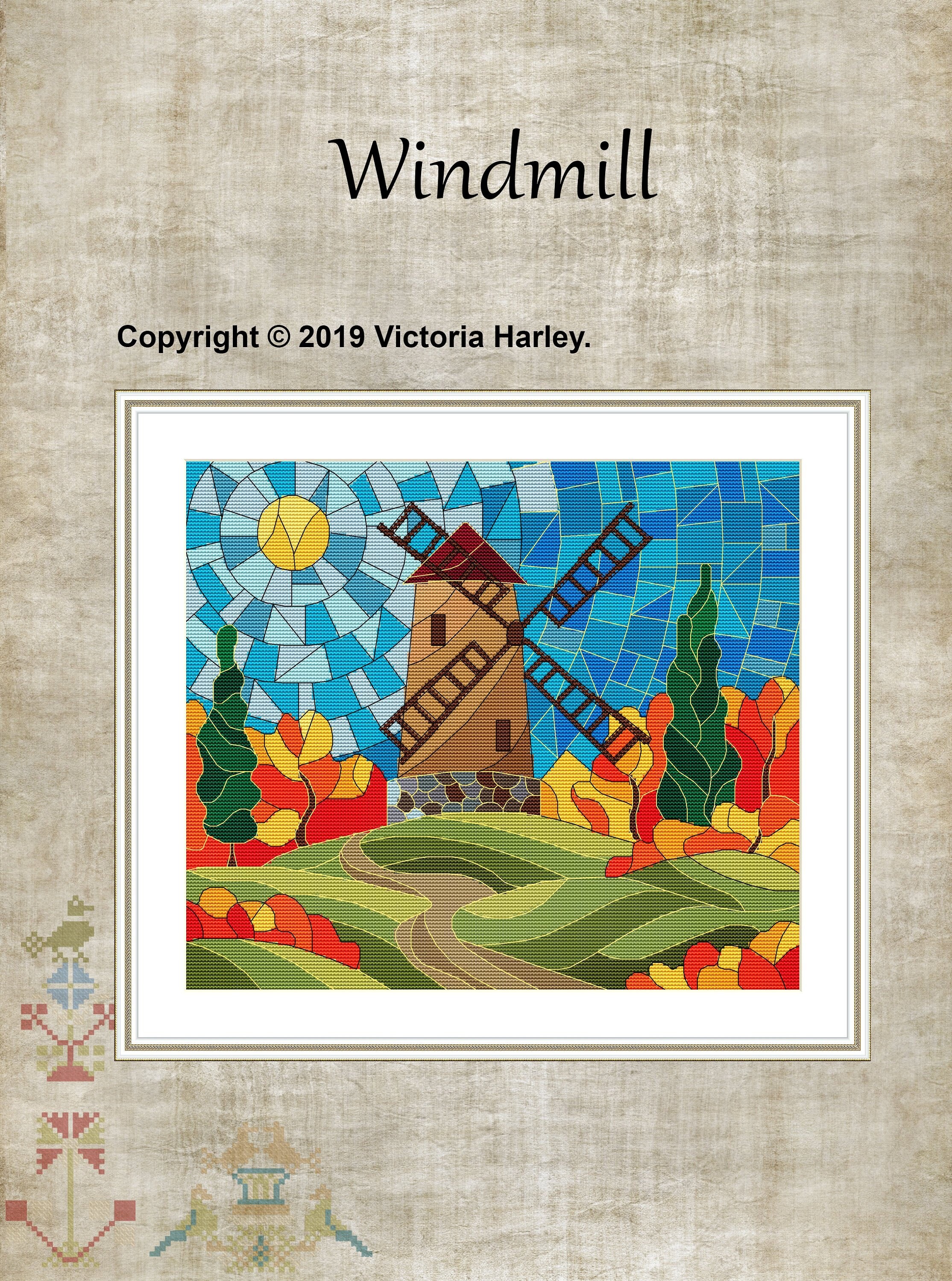 Cross Stitch Pattern Dutch Windmill in Autumn Colors PDF Instant ...