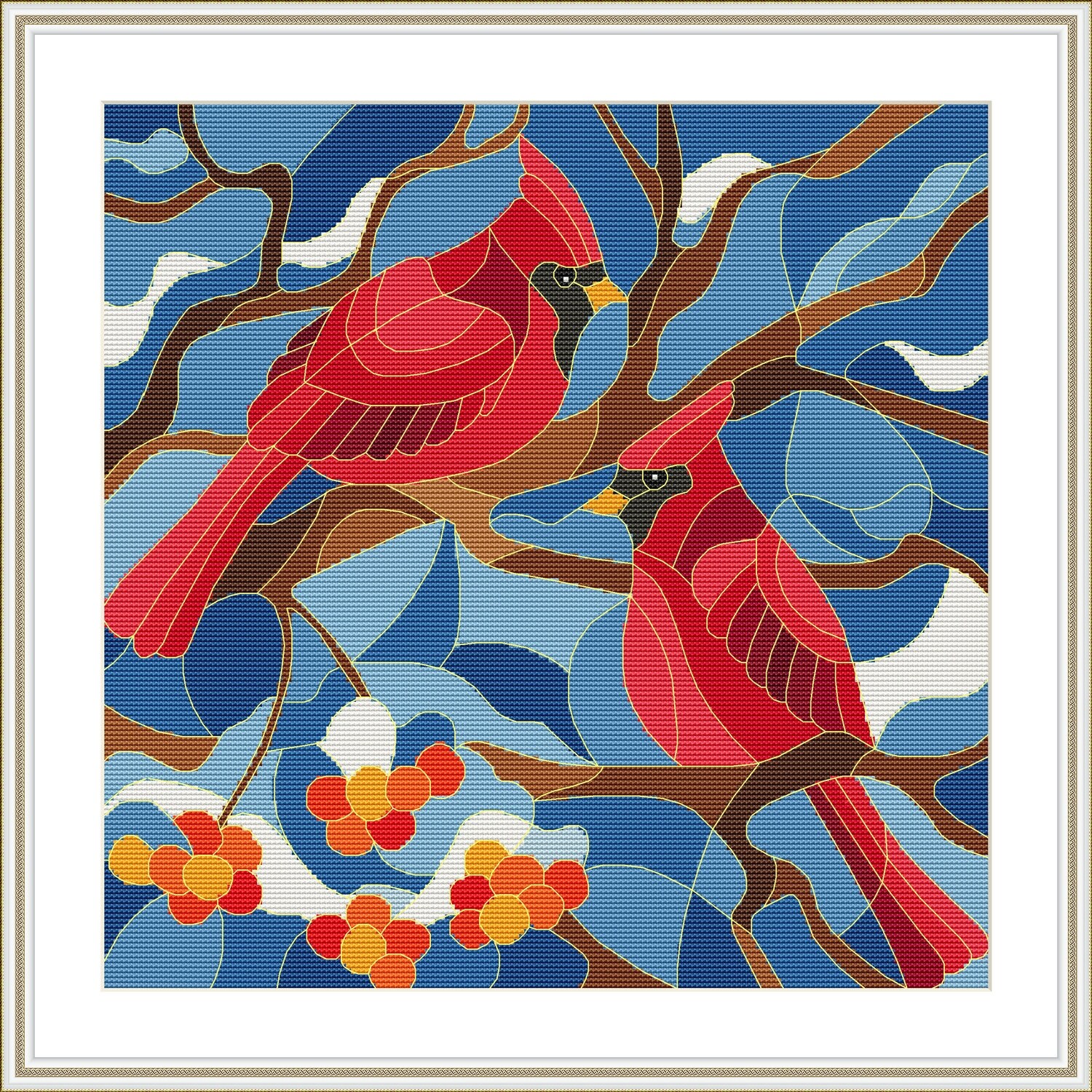 Cross Stitch Pattern Two Red Cardinals at Winter Counted - Etsy Singapore