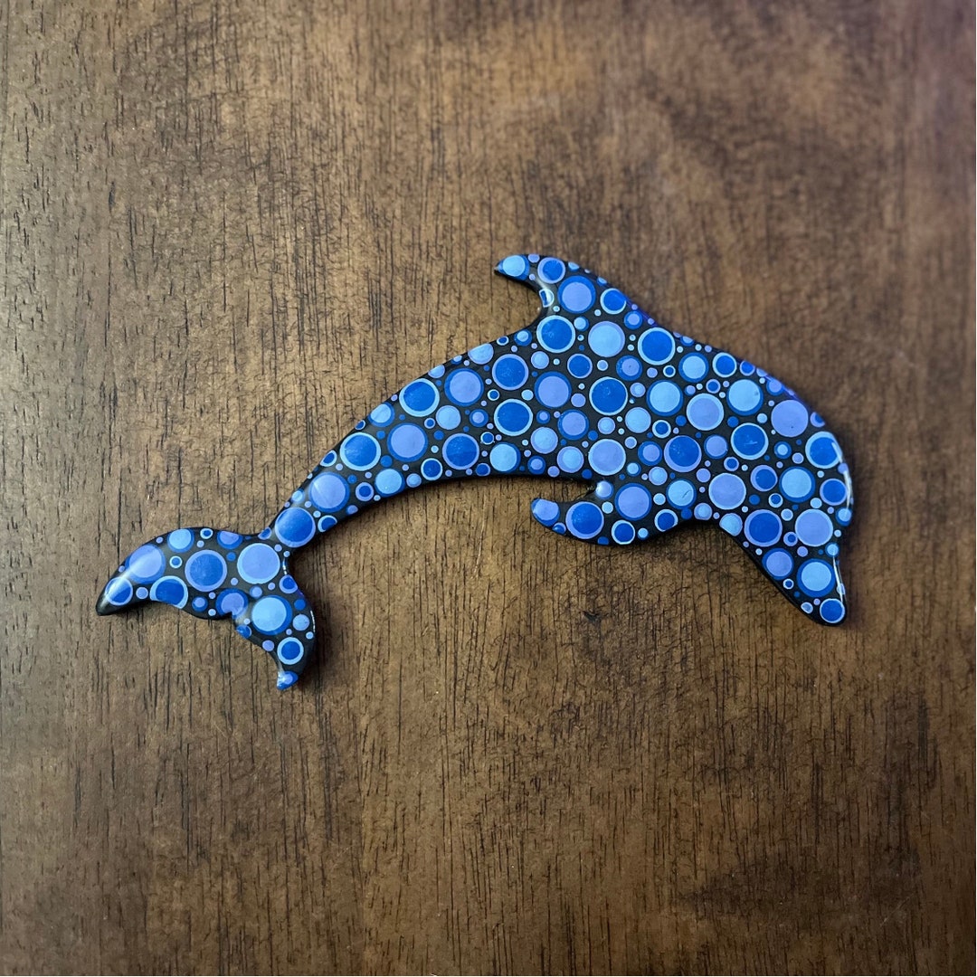 Hand Painted Dot Art Dolphin Magnet Unique Magnet Unique - Etsy