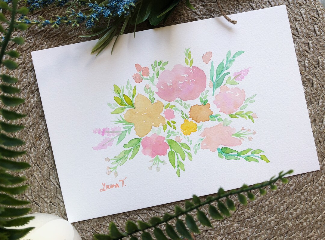 Pink Floral Watercolor Painting - Etsy