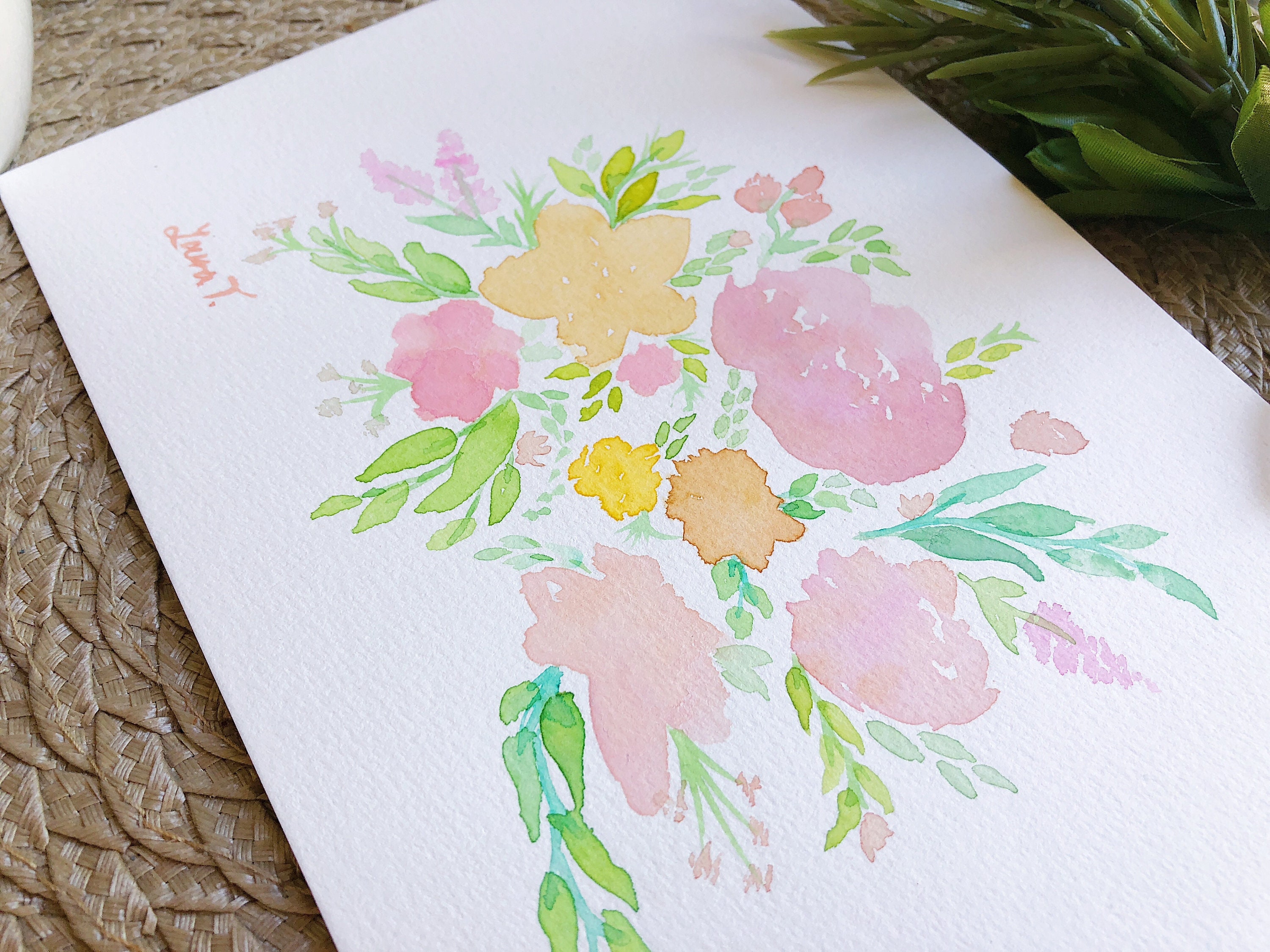 Pink Floral Watercolor Painting - Etsy