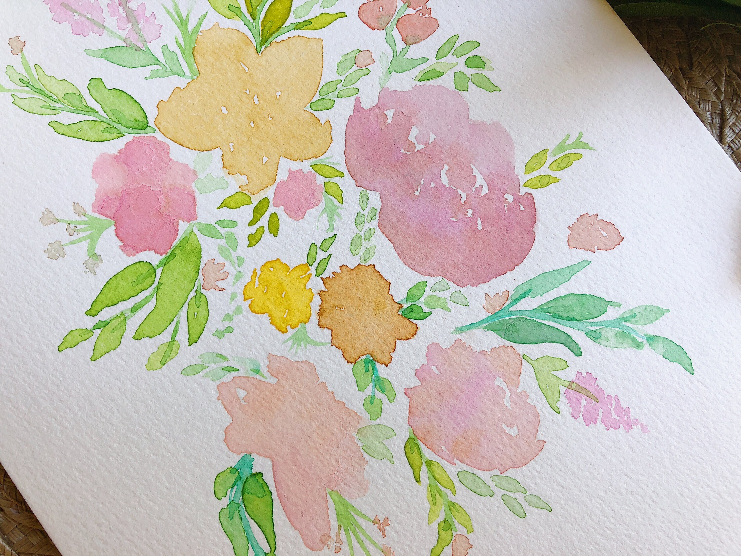 Pink Floral Watercolor Painting - Etsy
