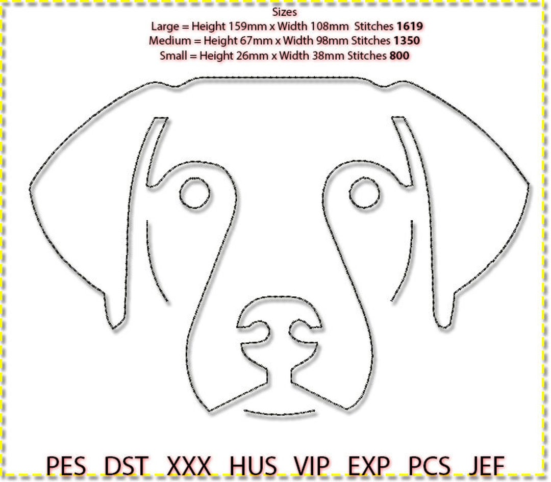 Dog Embroidery File, Line Art. Low Stitch Count. 1 Colour. Bean Stitch ...