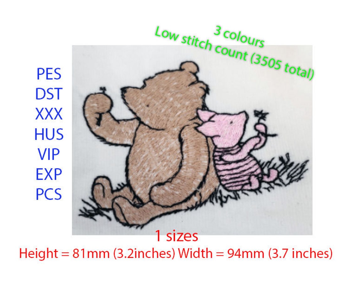 Classic Pooh and Piglet Machine Embroidery Design (digital Download) - Etsy