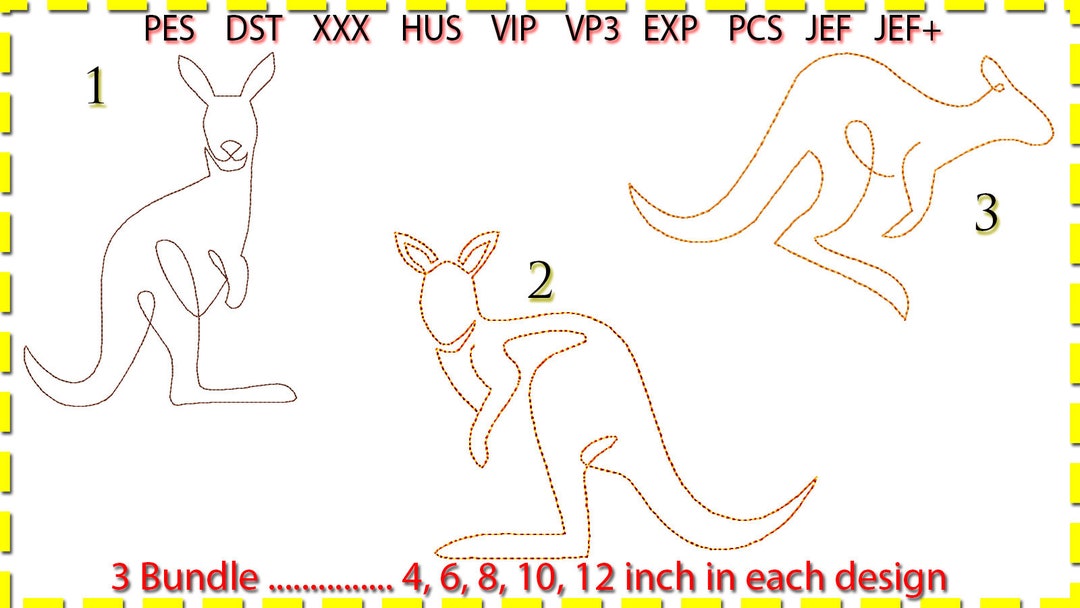 Kangaroo Line Art Embroidery Design: Low Stitch Count (digital Download ...