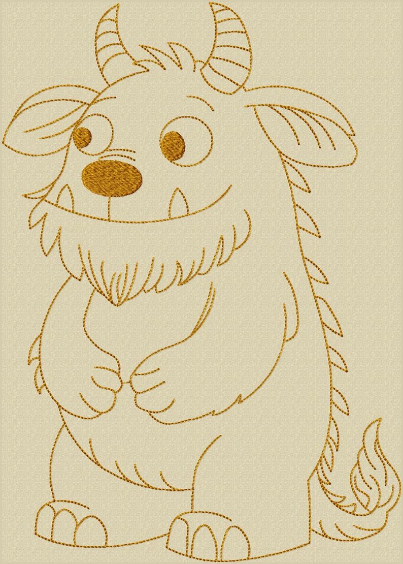 Gruffy Machine Embroidery, Line Art. 1 Colour. Bean Stitch (backstitch ...
