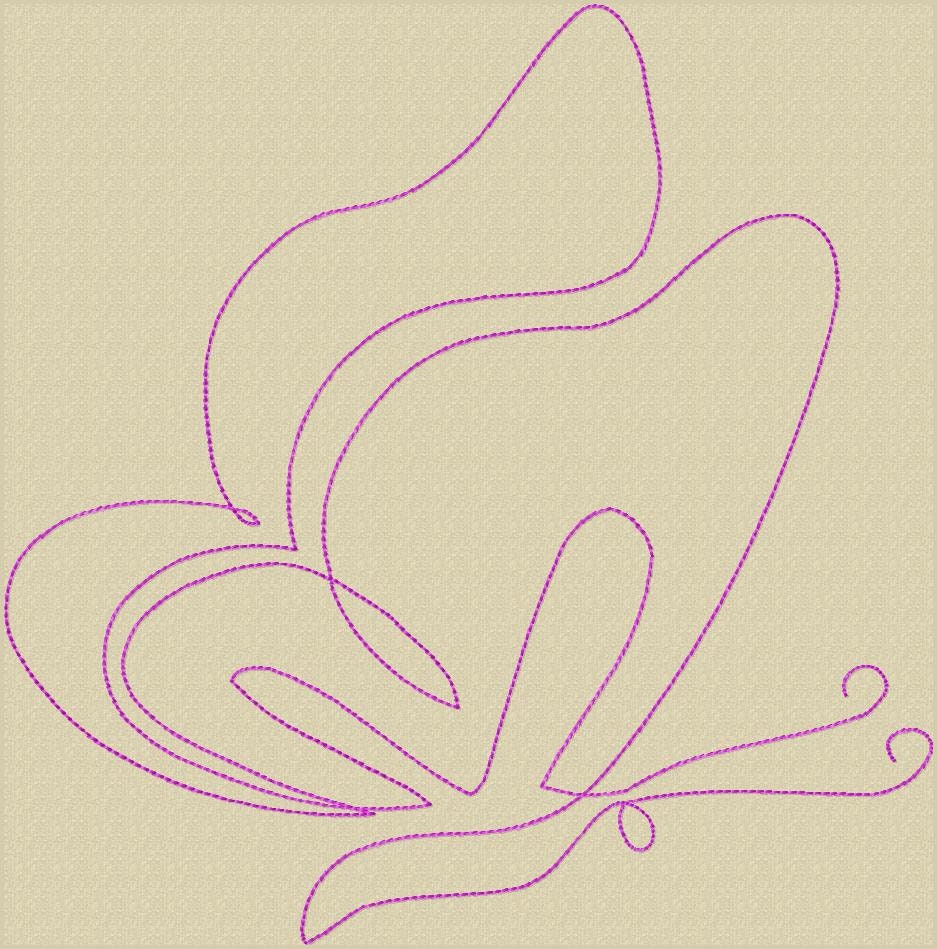 Butterfly Line Art Embroidery Design: Machine Embroidery Bundle (4
