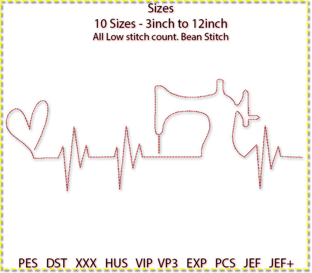 I Love Sewing Line Art Machine Embroidery. Low Stitch Count. 1 Colour ...