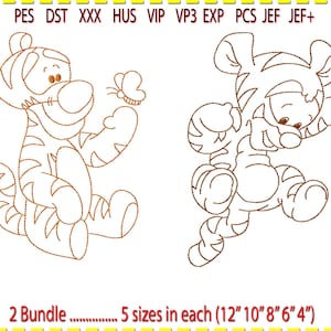 Baby Tigger Outline Bundle (each in 5 Sizes) Embroidery Design, Machine ...