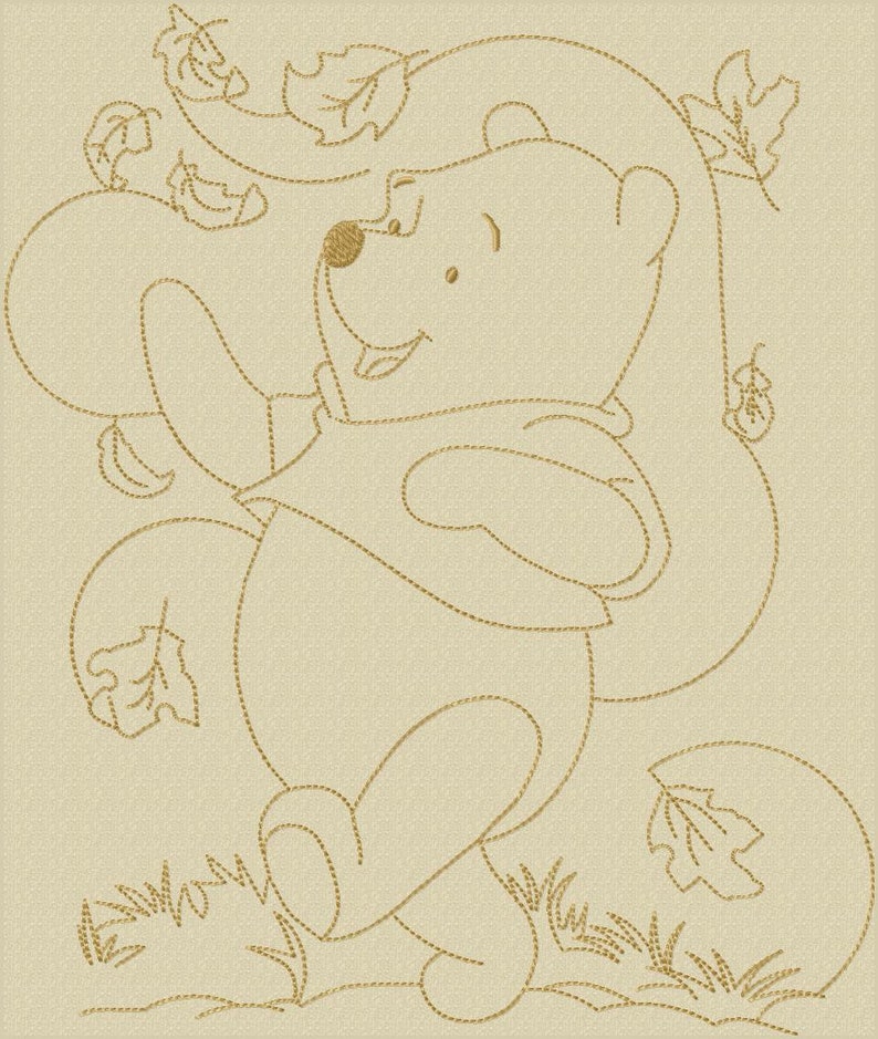 Pooh Outline Embroidery Design Bundle: Low Stitch Count (digital ...