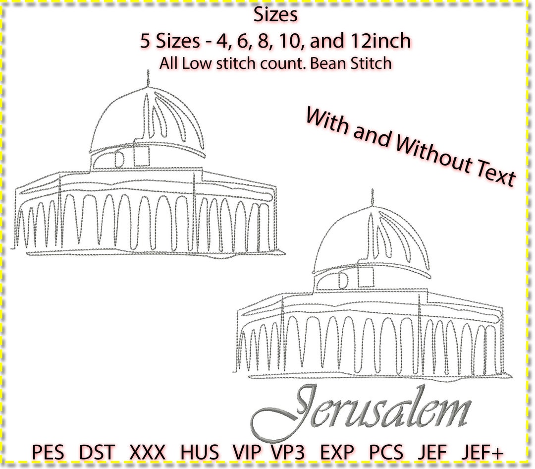 Jerusalem Machine Embroidery Design: Low Stitch Count Line Art (4-12 ...