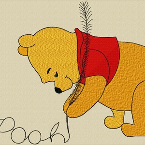 Writing Pooh Embroidery Design, Winnie. 3 Colour. 5 Sizes 12" 10" 8" 6 ...