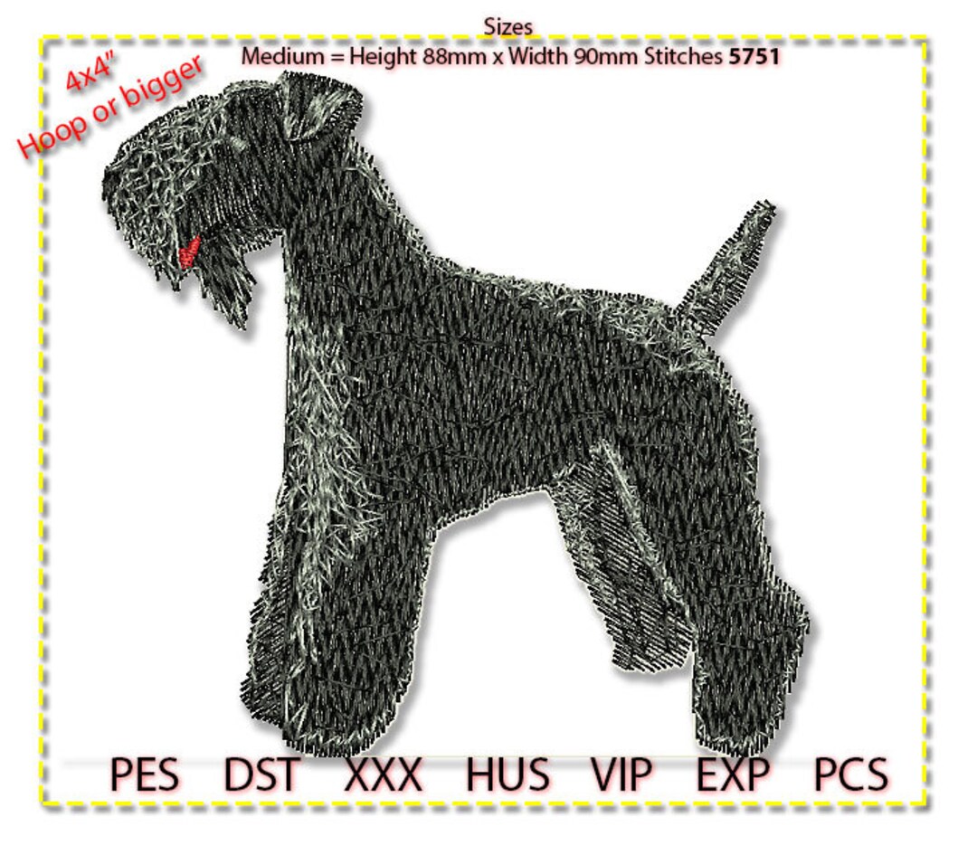 Dog Embroidery Design, Machine Embroidery, 3 Colour. Low Stitch Count ...