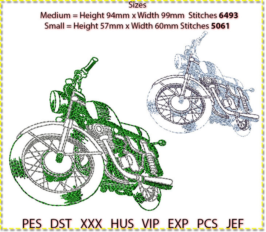 Motorbike Embroidery Design, Motto Machine Embroidery, Low Stitch Count ...