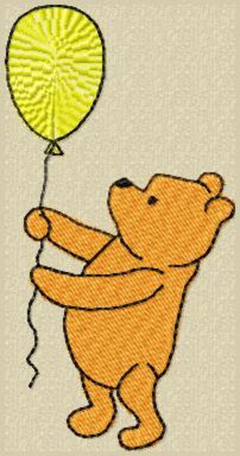 Pooh With Balloon Embroidery Design Simple Pooh Bear With - Etsy