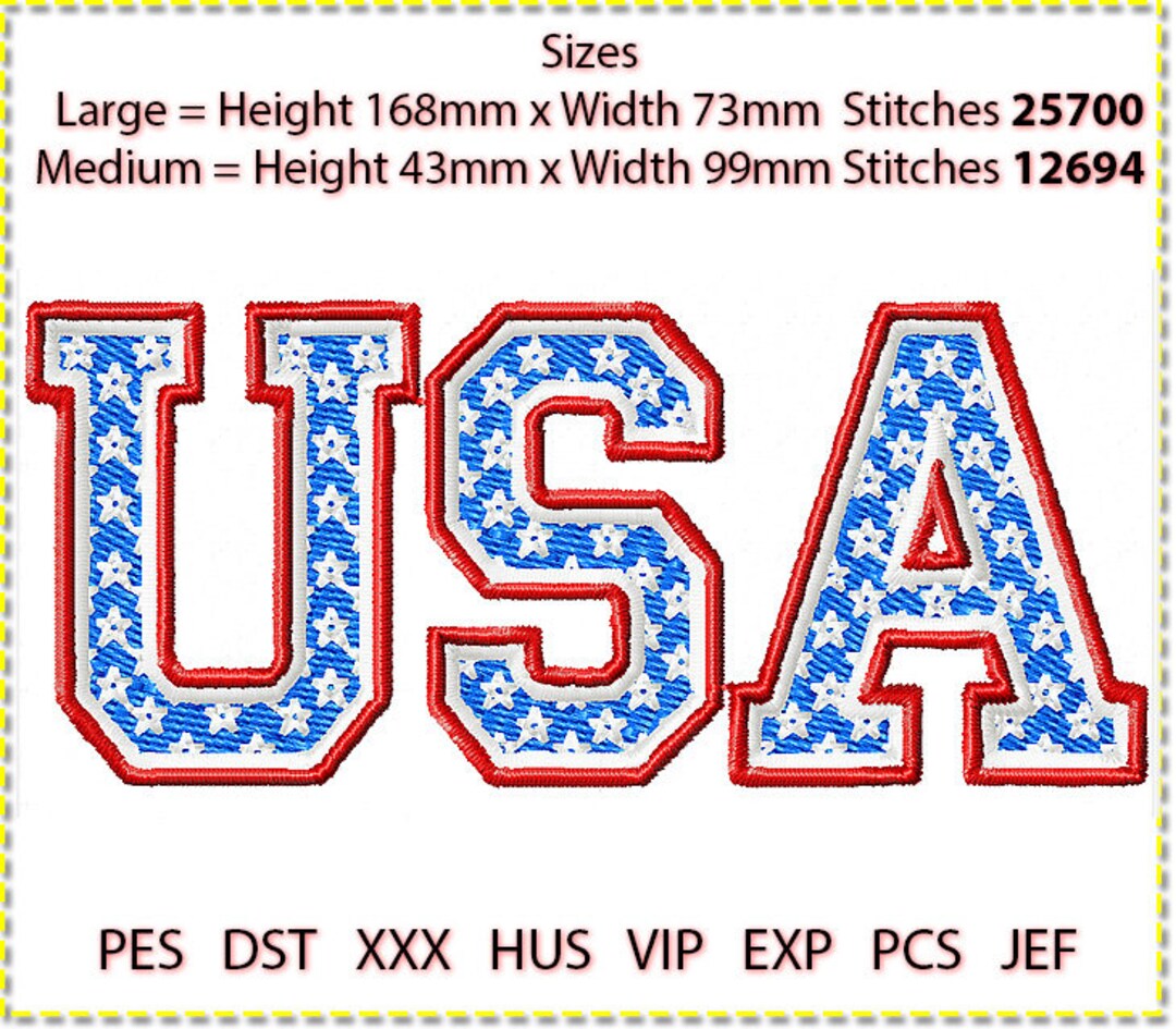 USA America Embroidery Design, Motto Machine Embroidery, 3 Colour. USA ...
