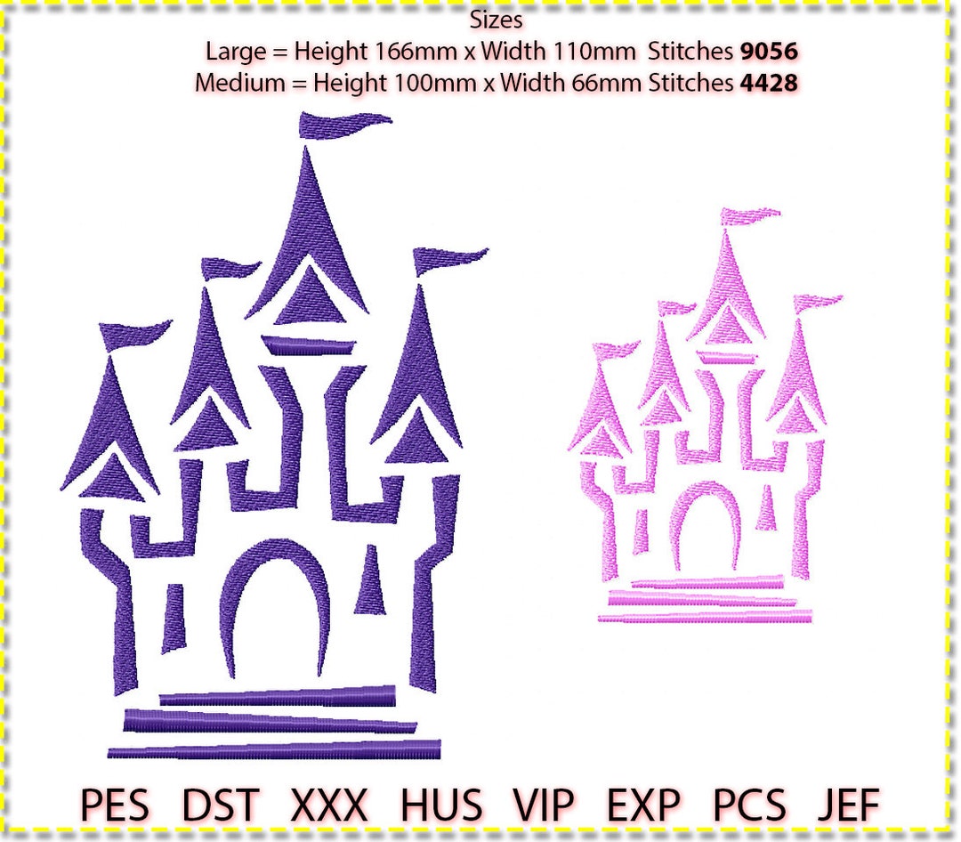 Cinderalla Castle Embroidery Design, Machine Embroidery, 1 Colour ...