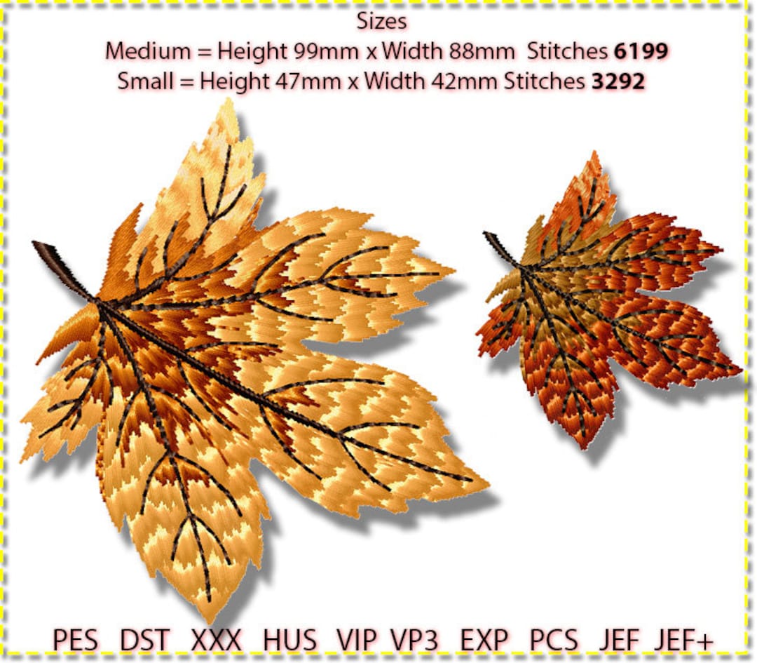 Autumn Leaf Embroidery Design, Machine Embroidery, Low Stitch Count. 3 ...