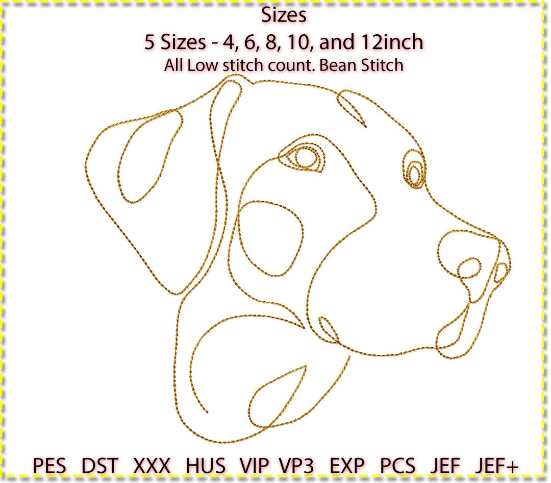 Labrador Dog Embroidery Design, Machine Embroidery, 5 Sizes. Low Stitch ...