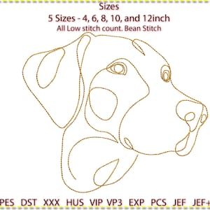 Labrador Dog Embroidery Design, Machine Embroidery, 5 Sizes. Low Stitch ...