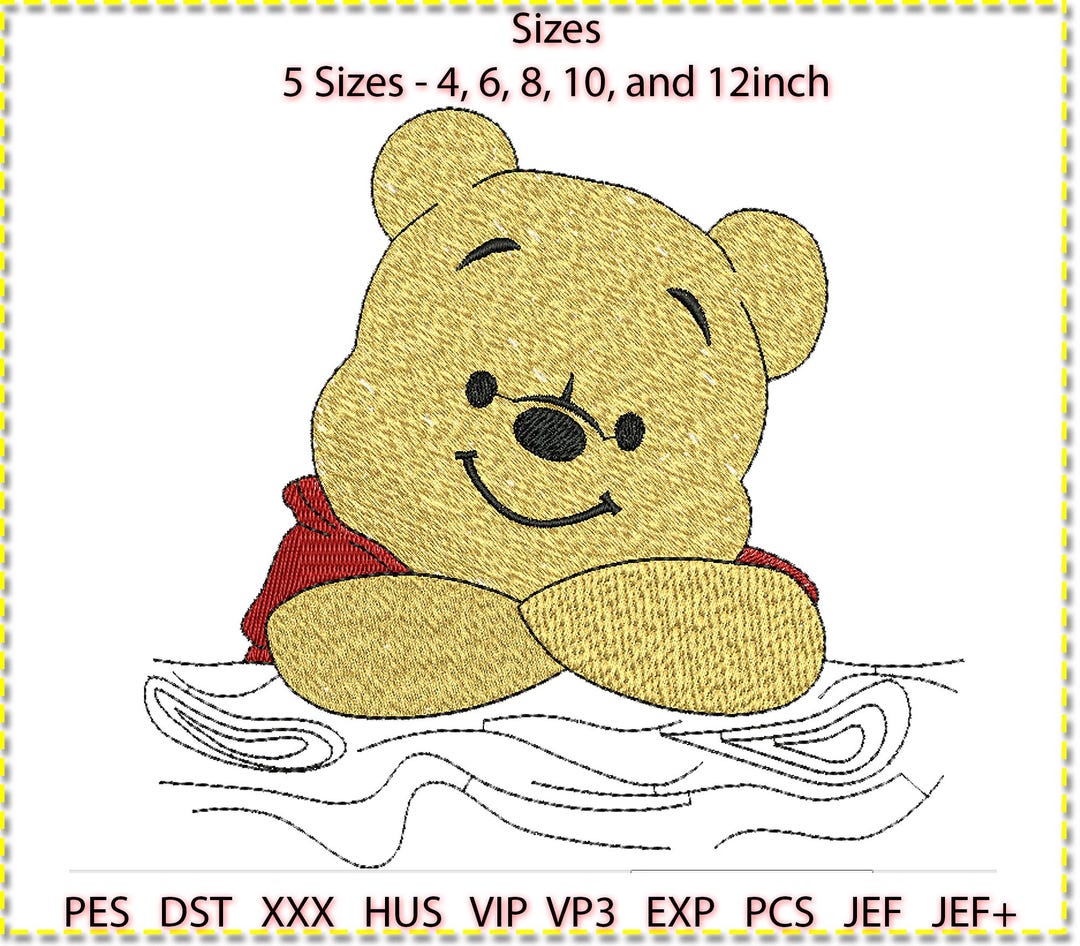 Pooh. Embroidery Design, Winnie. 3 Colour. 5 Sizes 12" 10" 8" 6" 4" - Etsy