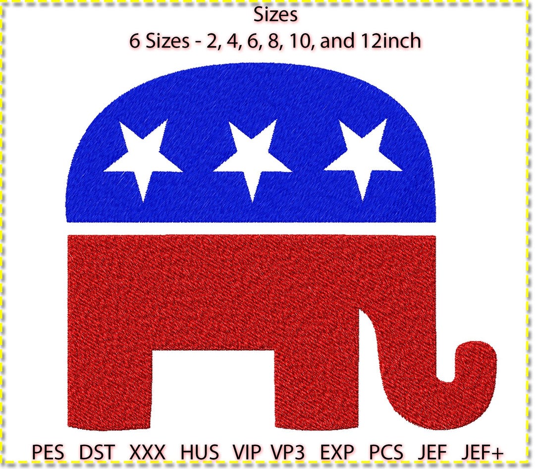 USA Republican Party Emblem Embroidery Design, Motto Machine Embroidery ...
