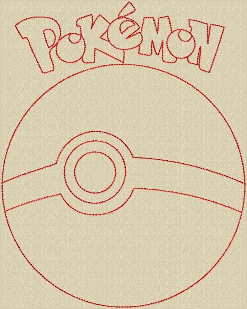 Pikachu and Pokeball Line Art Embroidery Design (digital Download) - Etsy