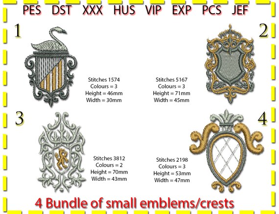 Crests Emblem Bundle 8 Embroidery Design Machine Embroidery - Etsy