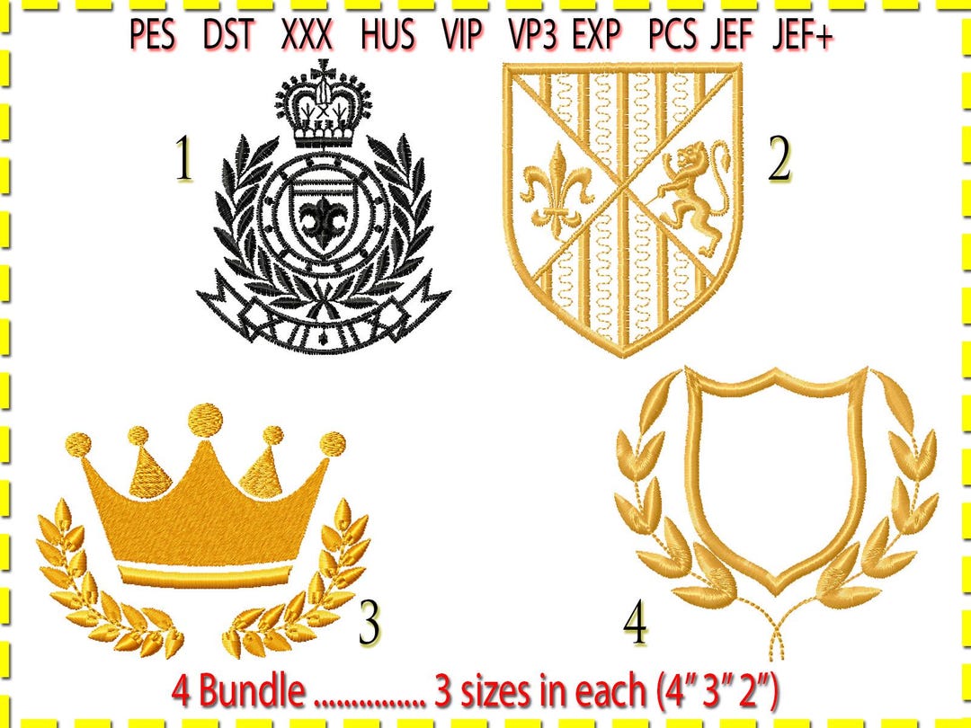 Emblem Bundle. Embroidery Design, Machine Embroidery, 1 Colours/colors ...