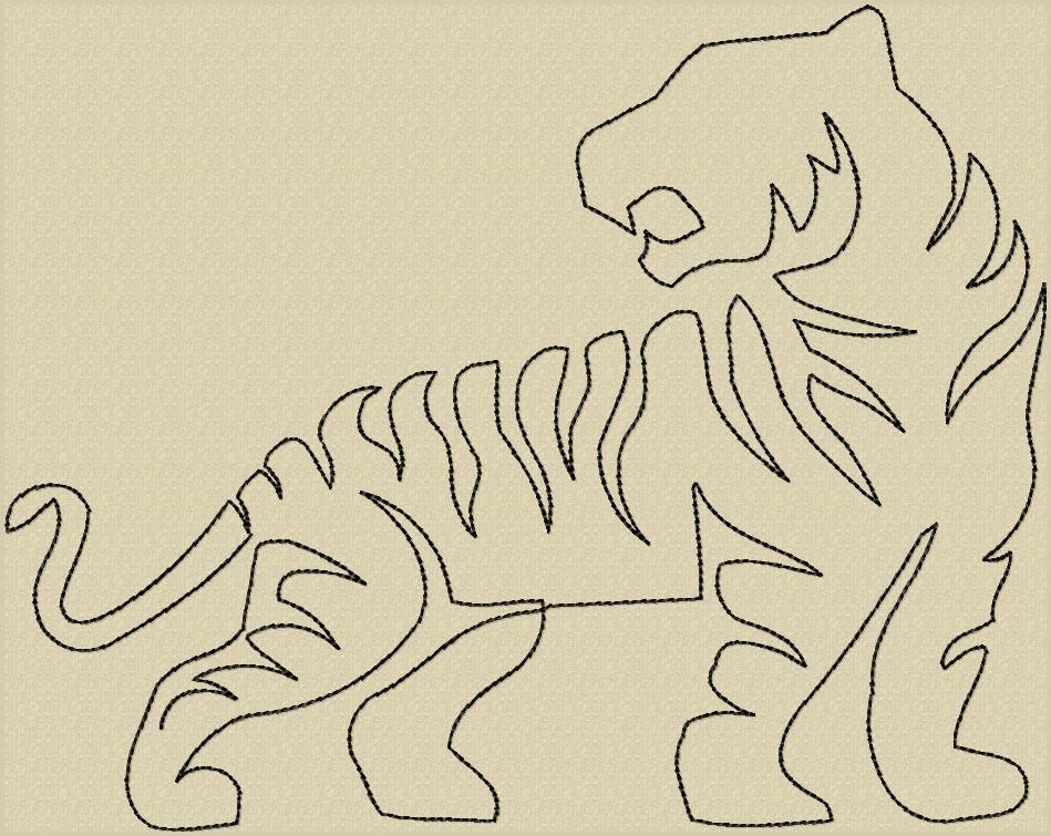 Tiger Line Art Embroidery Design Bundle: Low Stitch Count (4-12 Inch ...