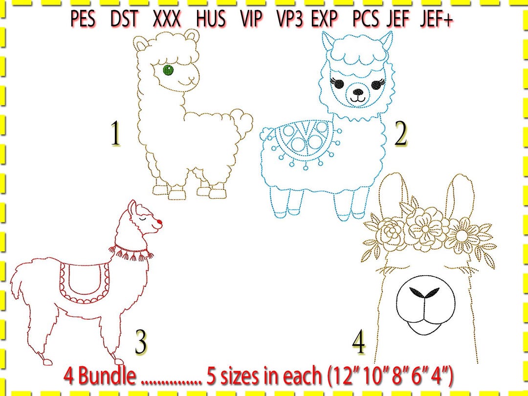 Llama Machine Embroidery Designs: Line Art Bundle (digital Download) - Etsy